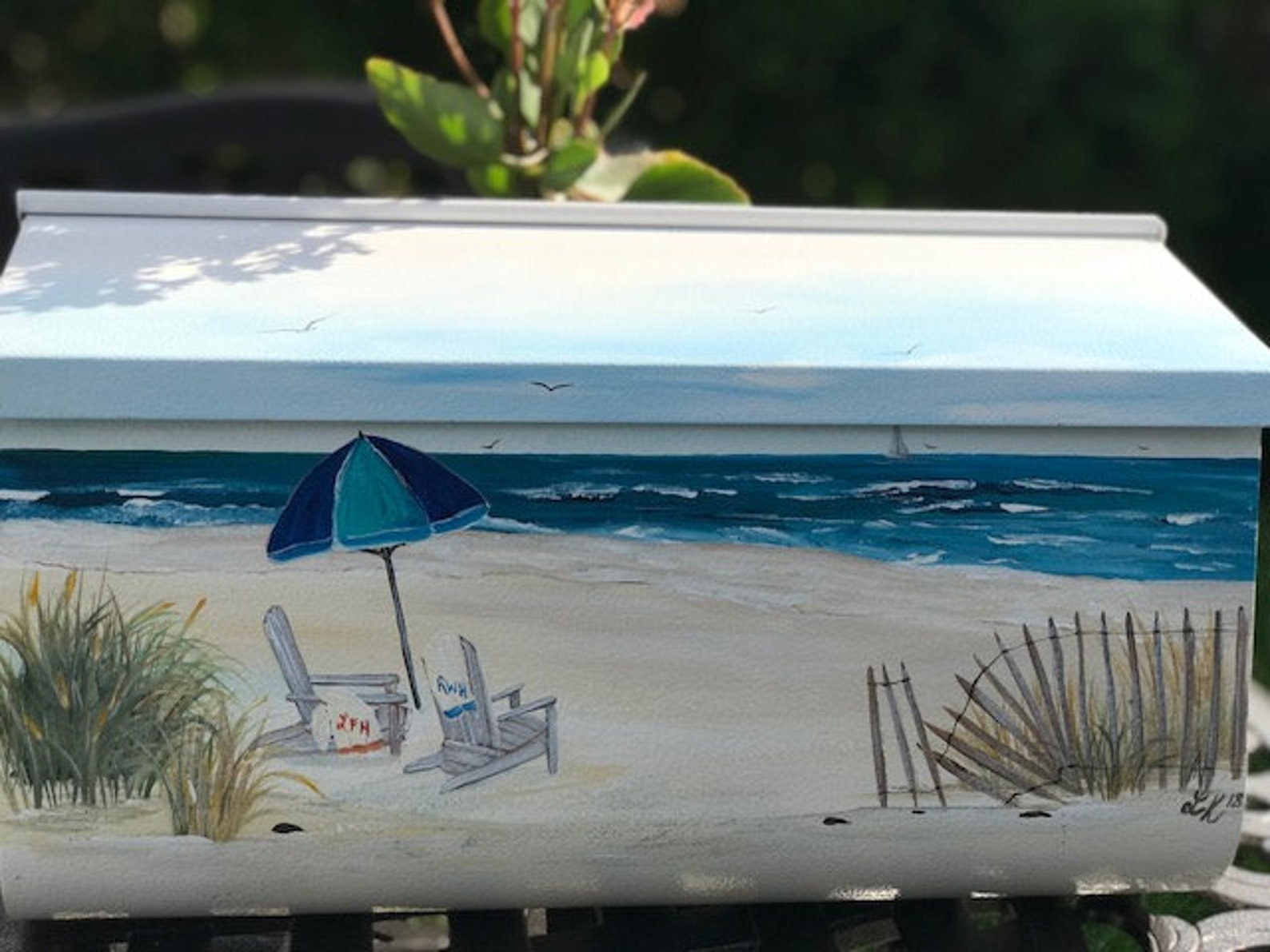 Painted Wall Mount Mailbox, Personalized Beach Mailbox, Custom ...