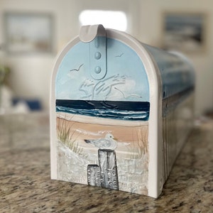 Hand Painted Seagull Art, Rural Nautical Themed Mailboxes, Beach Decor ...