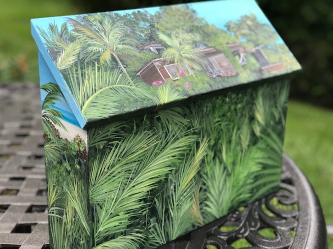 Hand Painted Mailbox Tropical Painted Mailbox Mailbox With | Etsy