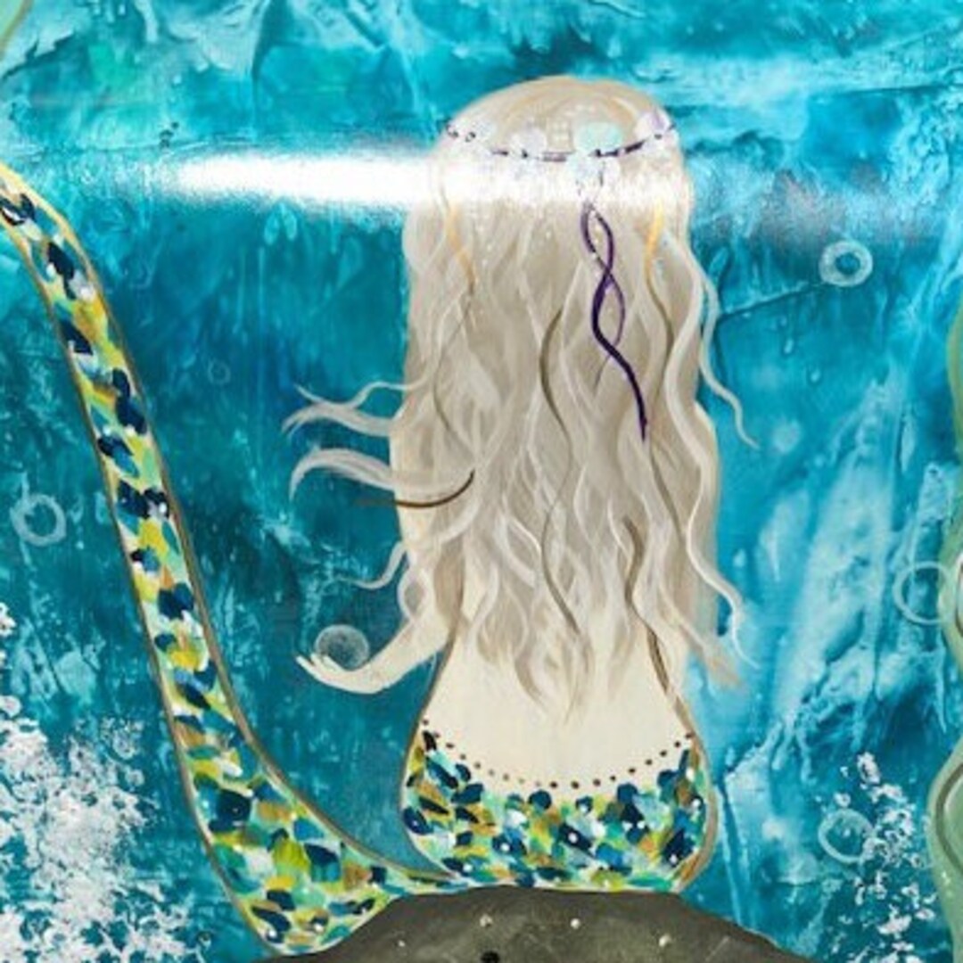 Hand Painted Platinum Blonde Mermaid Ocean Mailbox, Uniquely Decorative ...