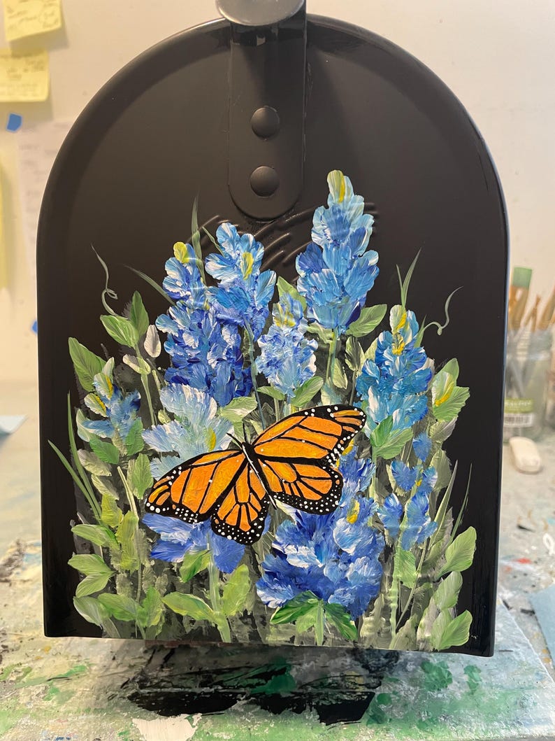Hand Painted Rural Mailbox, Bluebonnet Flowers, Farmhouse Decor - Etsy