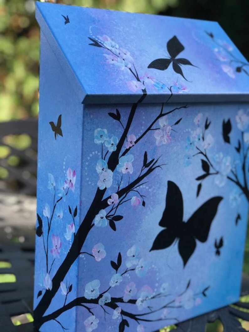 Hand-painted Butterfly Mailbox, Silhouette Art, Outdoor Decor - Etsy