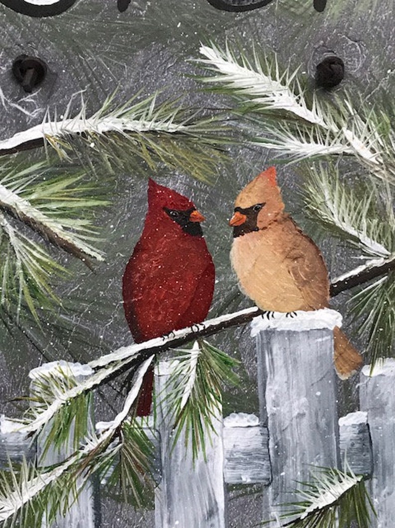 Painted Slate Winter Cardinals Painting Address Slate - Etsy