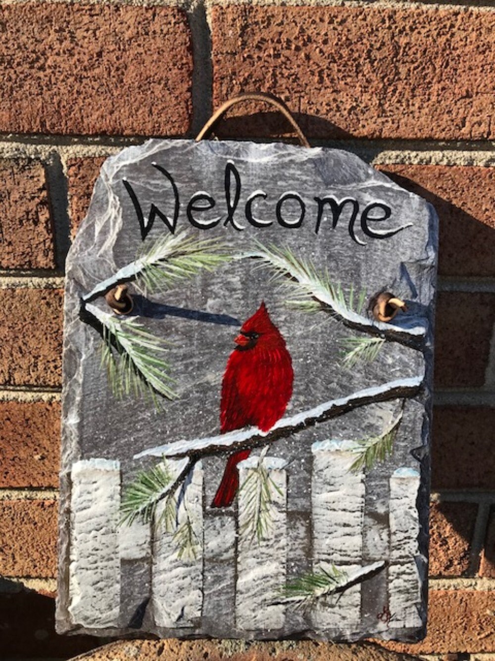 Personalized Red Cardinal Painted Welcome or Address Slate - Etsy