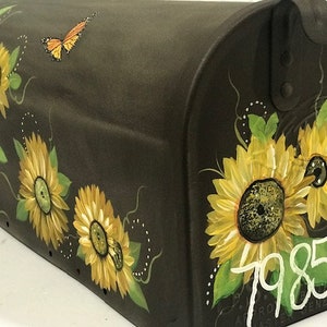 Monarch Butterfly and Sunflowers Painted Mailbox for Summer Gift ...