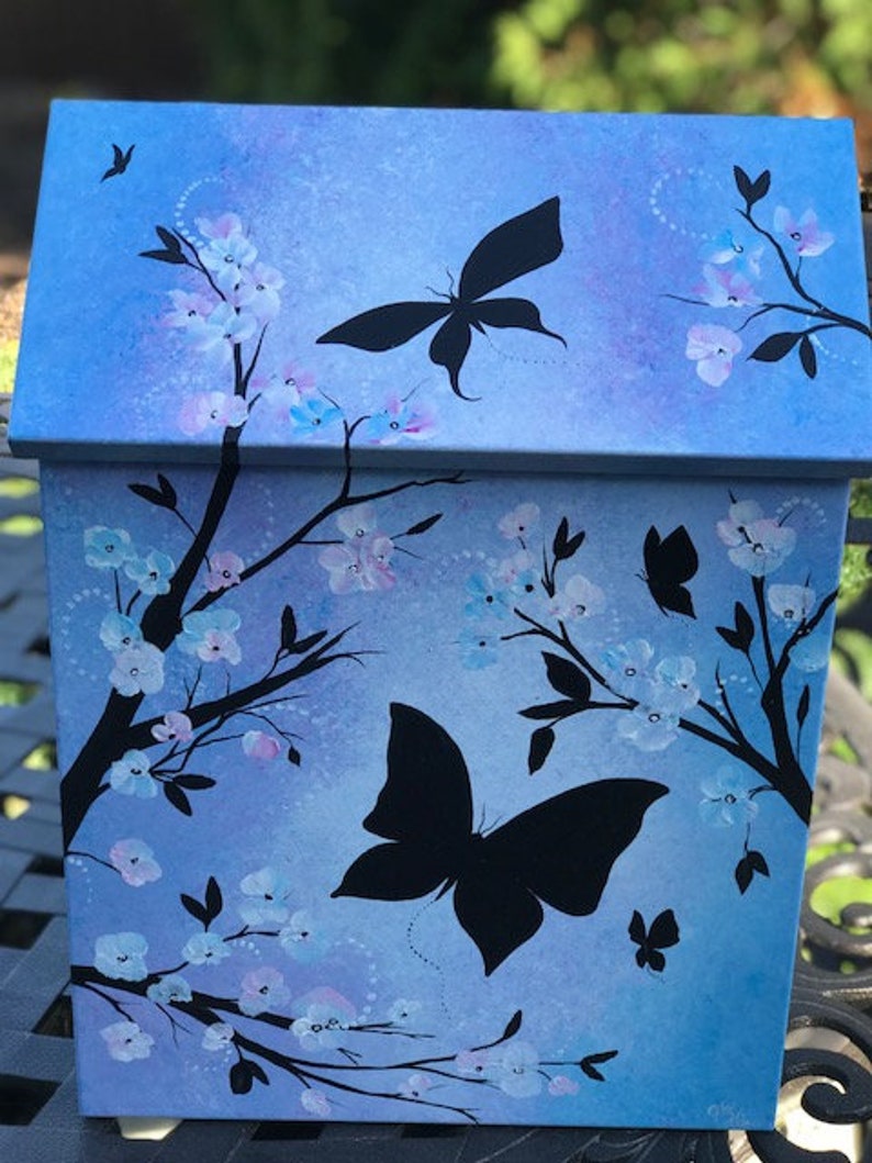 Hand-painted Butterfly Mailbox, Silhouette Art, Outdoor Decor - Etsy