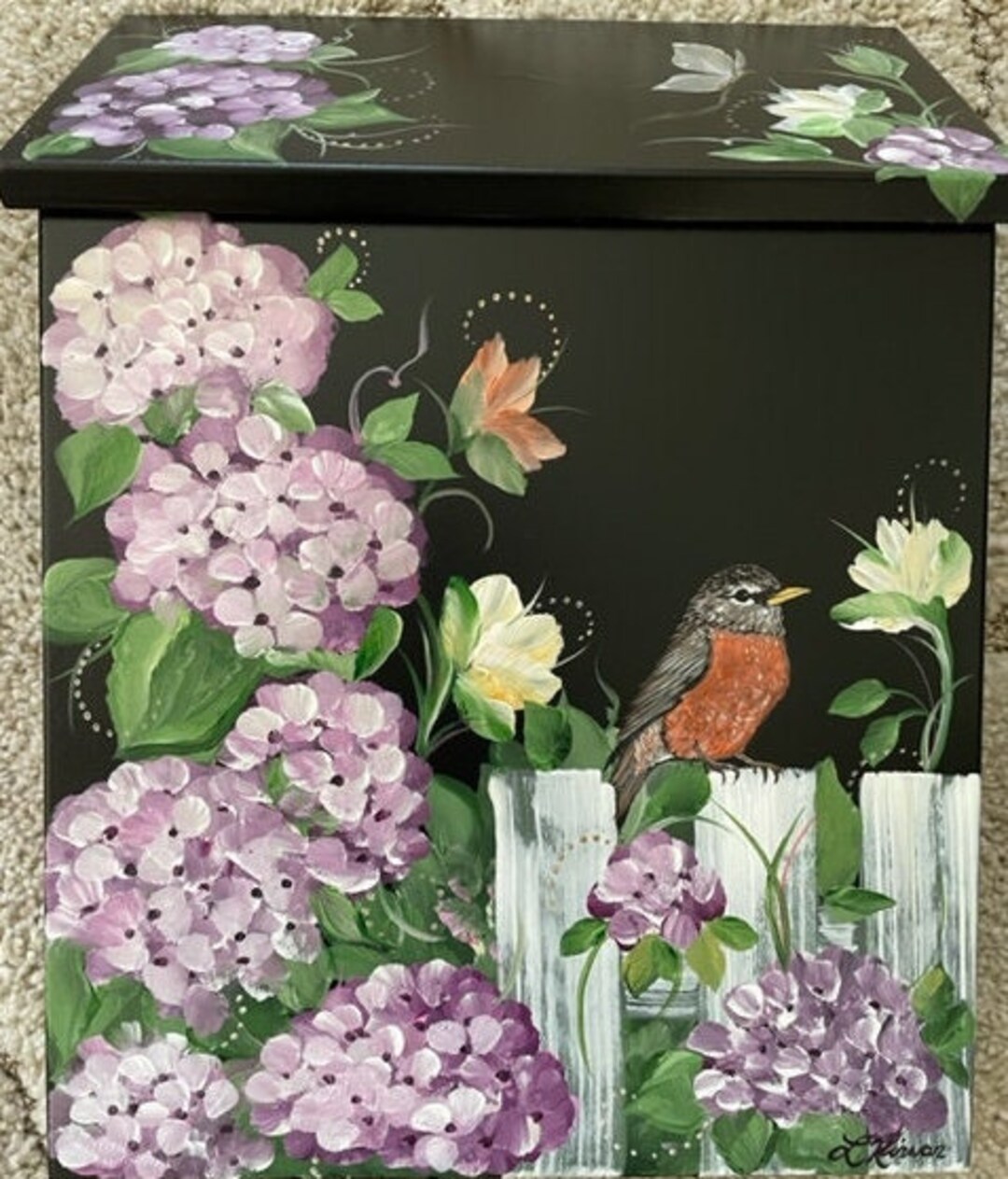 Painted Mailboxes With Bird Butterfly and Hydrangea Wall Mount ...