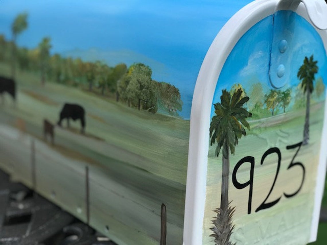 Custom Painted Mailboxes Farmhouse Mailbox Cow Farm on | Etsy