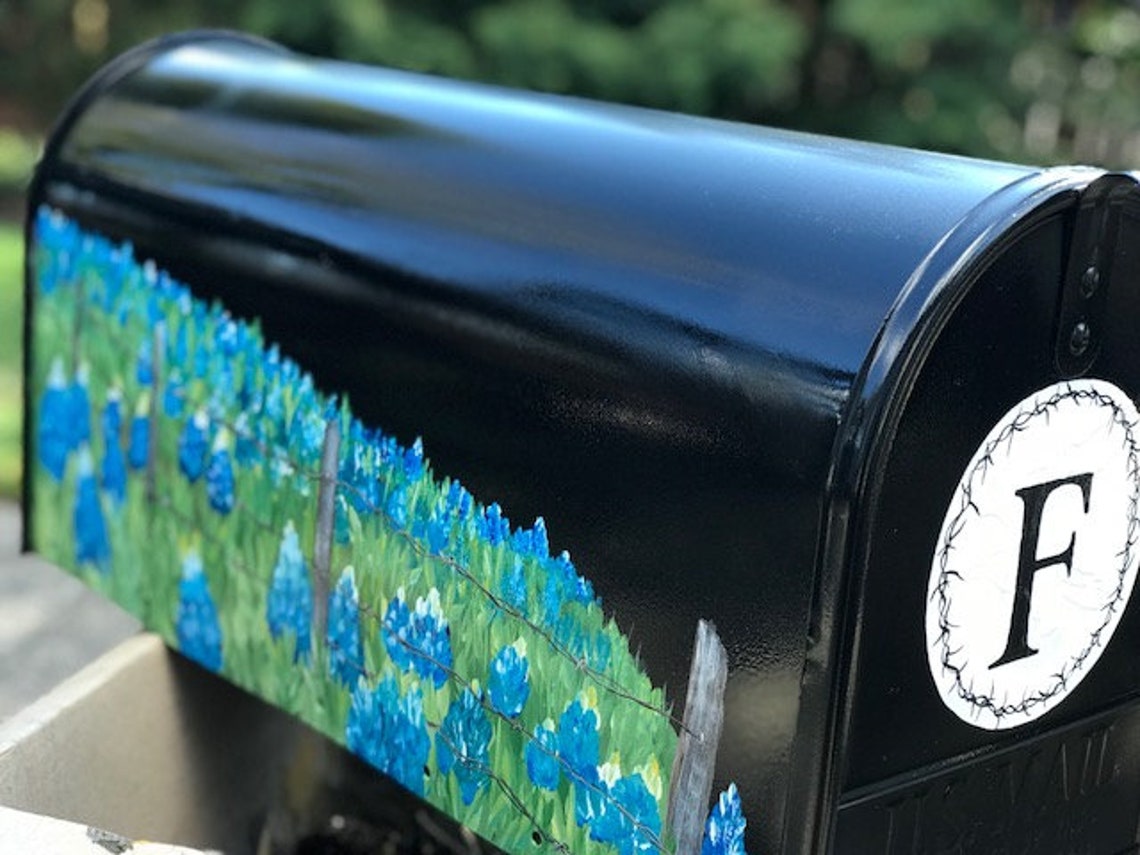 Hand Painted Rural Mailbox, Bluebonnet Flowers, Farmhouse Decor - Etsy