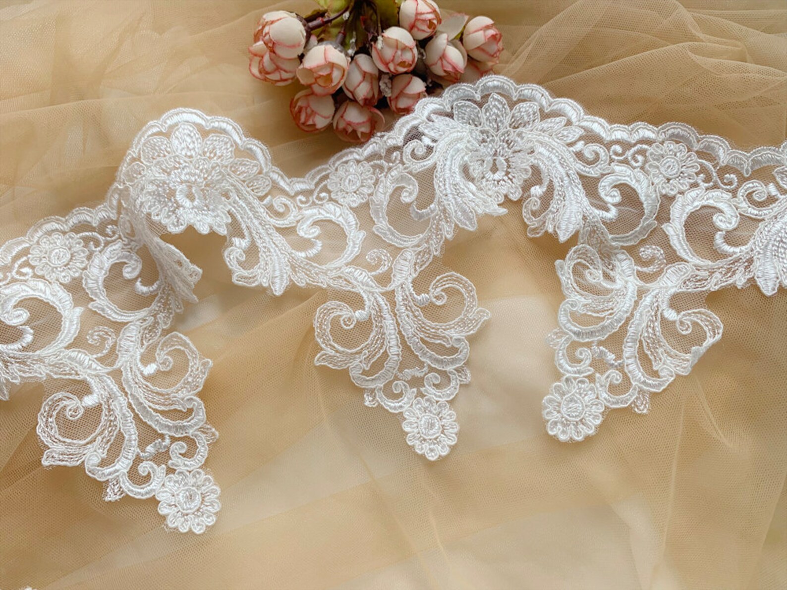 Alencon Lace Trim,light Ivory Wedding Lace Trim, Corded Lace Trim, Veil ...