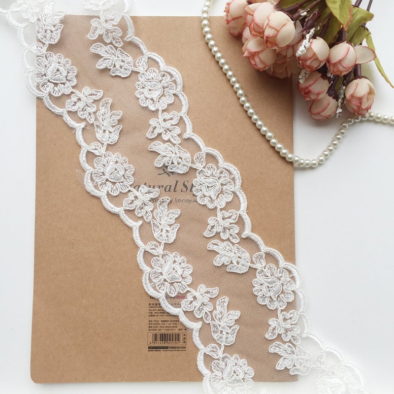Sell by Yard Bilateral Alencon Lace Trim Ivory Bridal Lace - Etsy