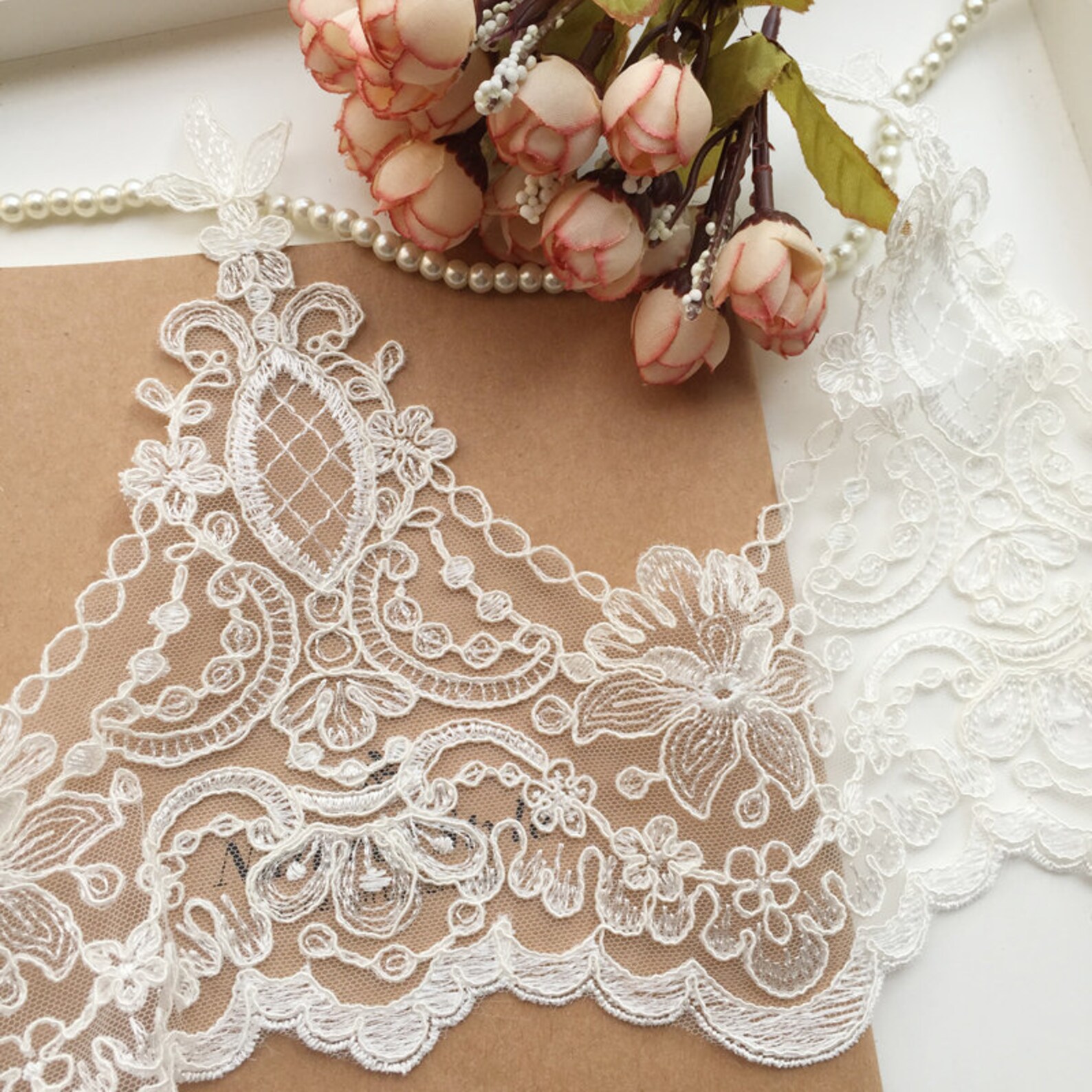 Sell by Yard Bridal Alencon Lace Trim Ivory Bridal Lace Trim | Etsy