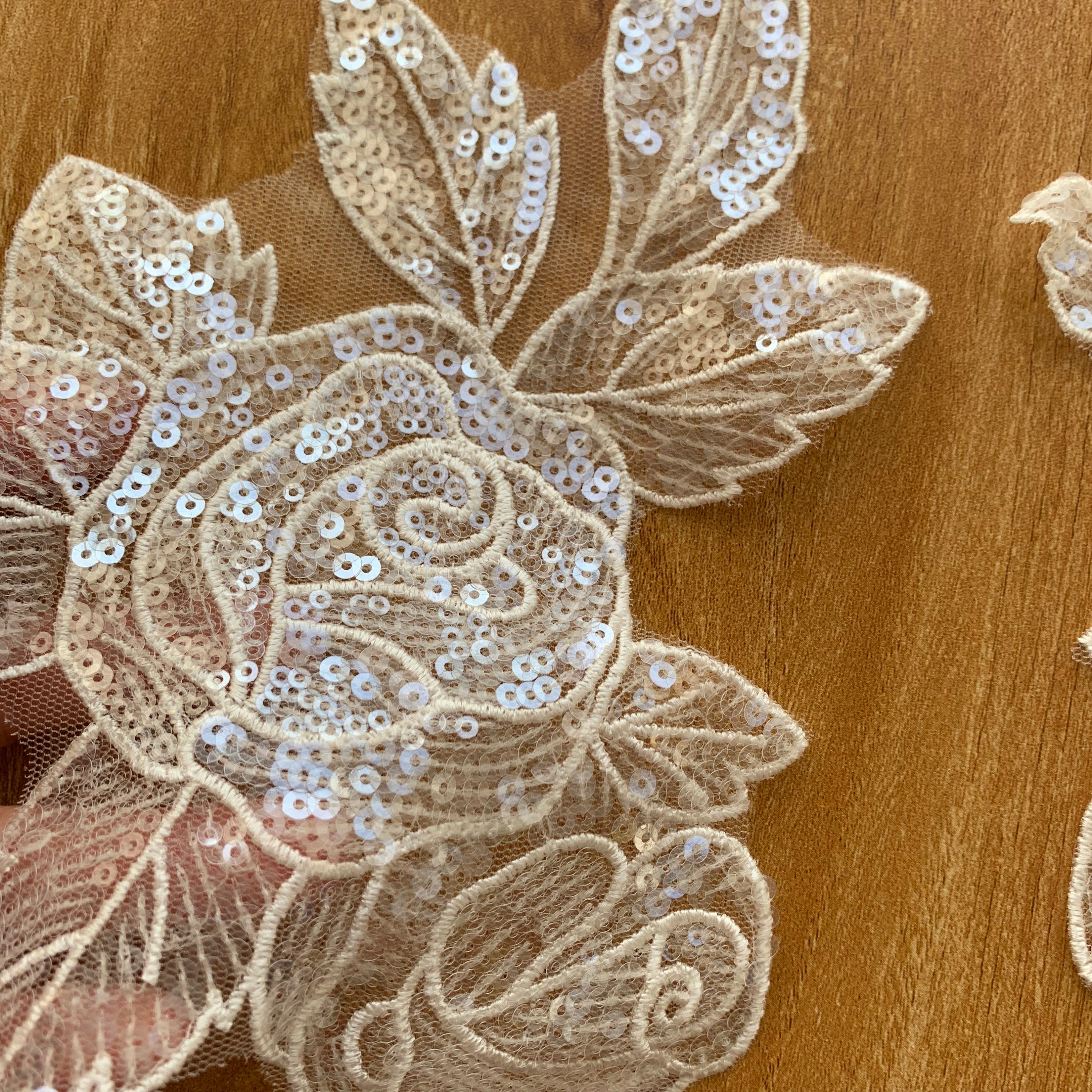 Full Clear Sequins Light Ivory Embroidery Paired Floral | Etsy