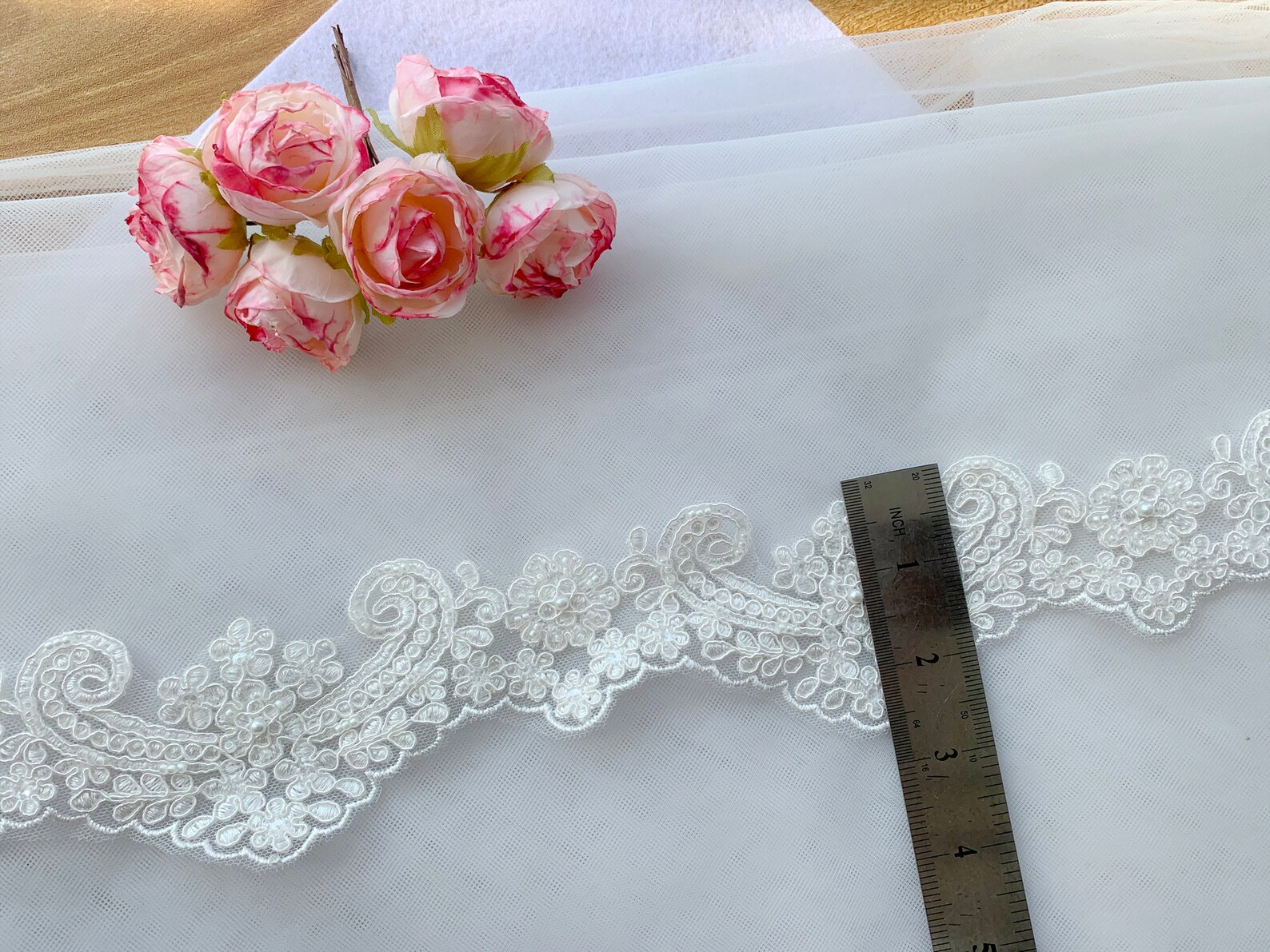 Heavy Beaded Alencon Lace Trim Ivory Bridal Lace Trim Luxury - Etsy