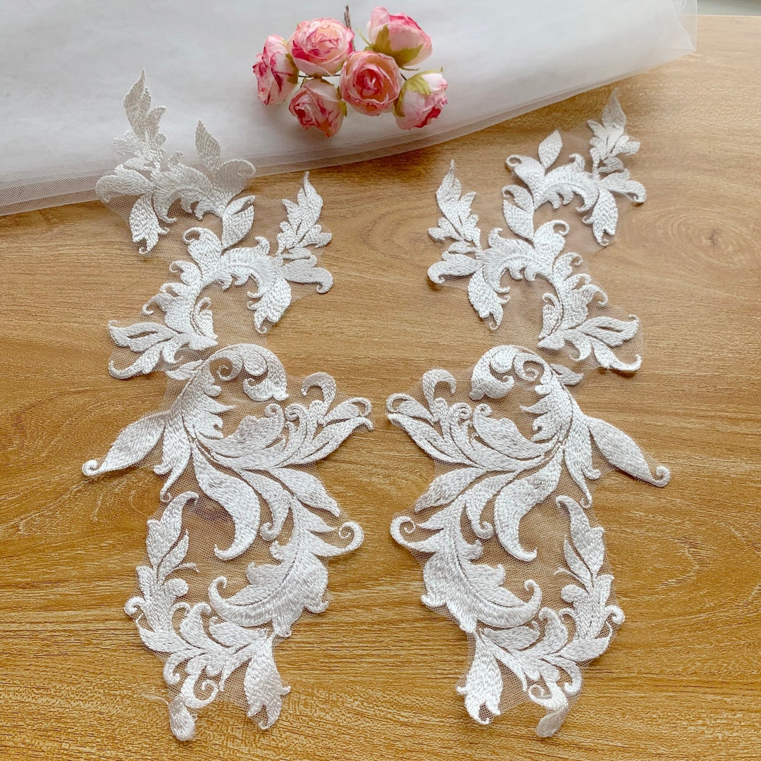 Elegant Bridal Lace Applique, Wedding Lace Placement, Light Ivory ...