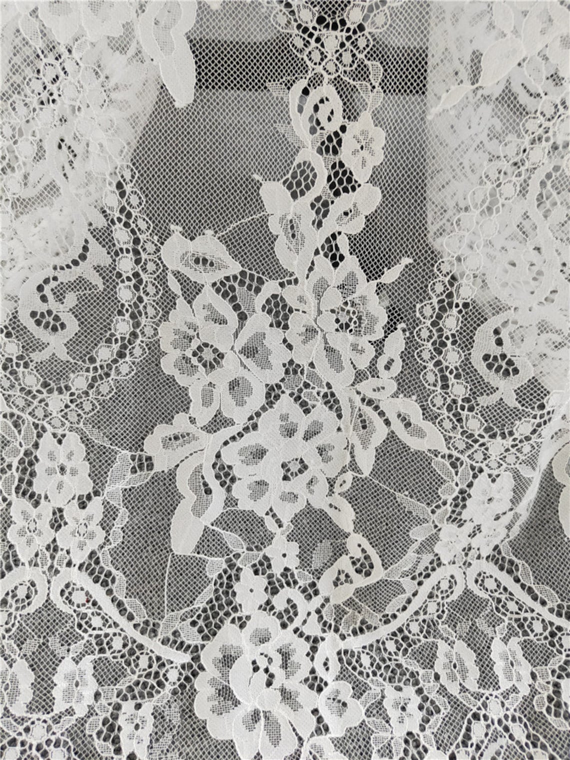 Chantilly Bridal Lace Fabric off White Wedding Lace Eyelash | Etsy