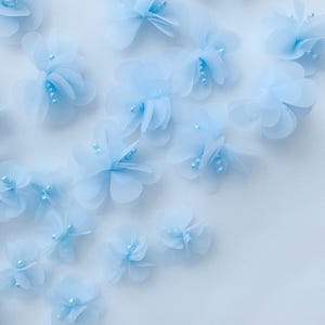 Handmade DIY Baby Blue Organza Flowers for Bridal Dress Veils and ...