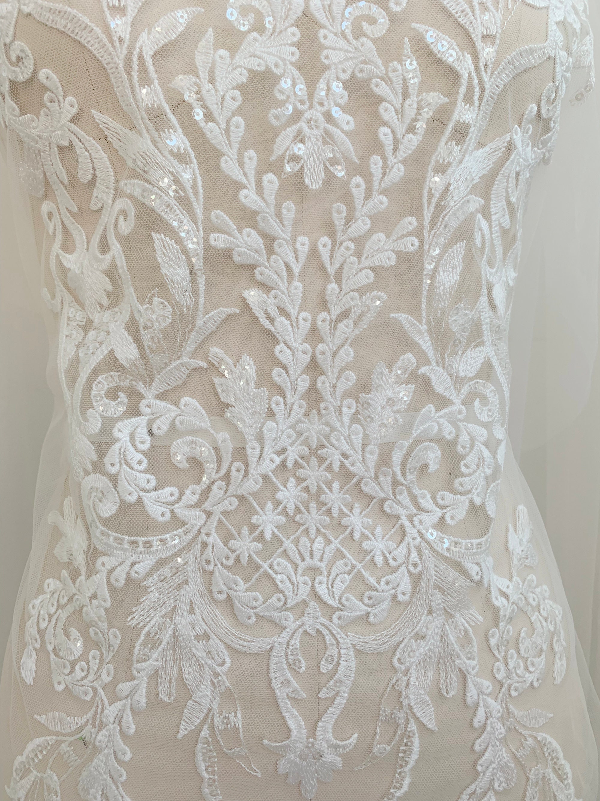 Oversize Quality Sequins off White Bridal Lace Applique, Floral Bodice ...