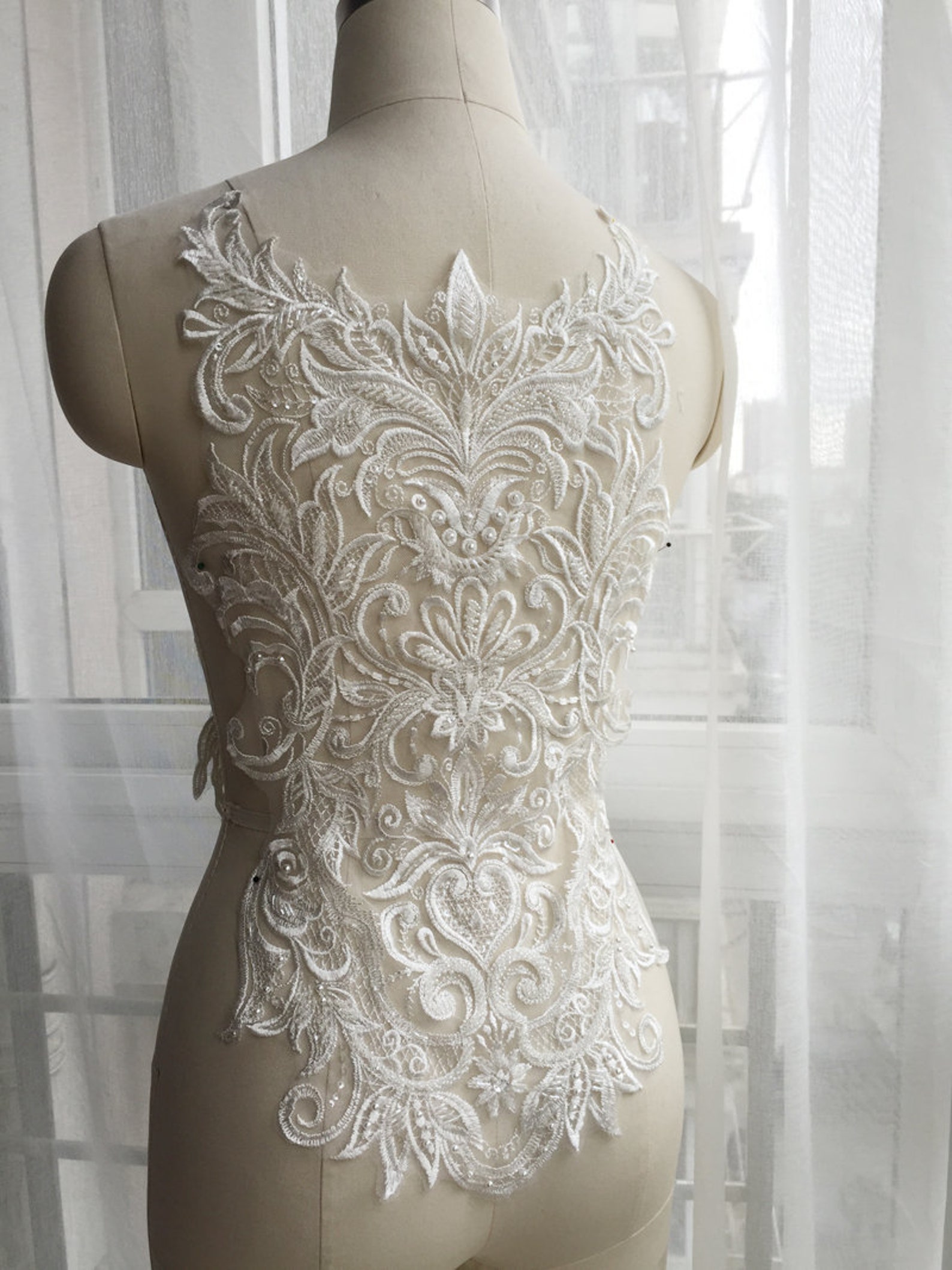 Heavy Hand Beaded Lace Applique Luxury Beading Bridal Lace | Etsy