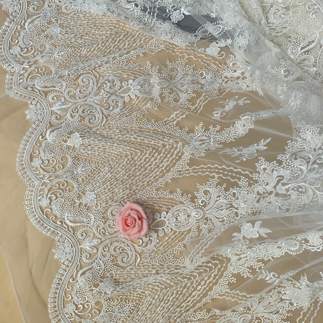 Very Luxury Heavy 3D Beaded Floral Emboidery Bridal Lace Fabric ...