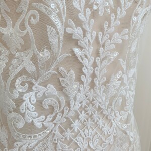 Oversize Quality Sequins off White Bridal Lace Applique, Floral Bodice ...