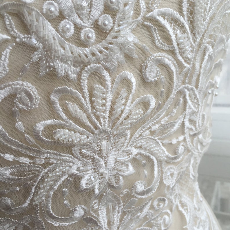 Heavy Hand Beaded Lace Applique Luxury Beading Bridal Lace | Etsy