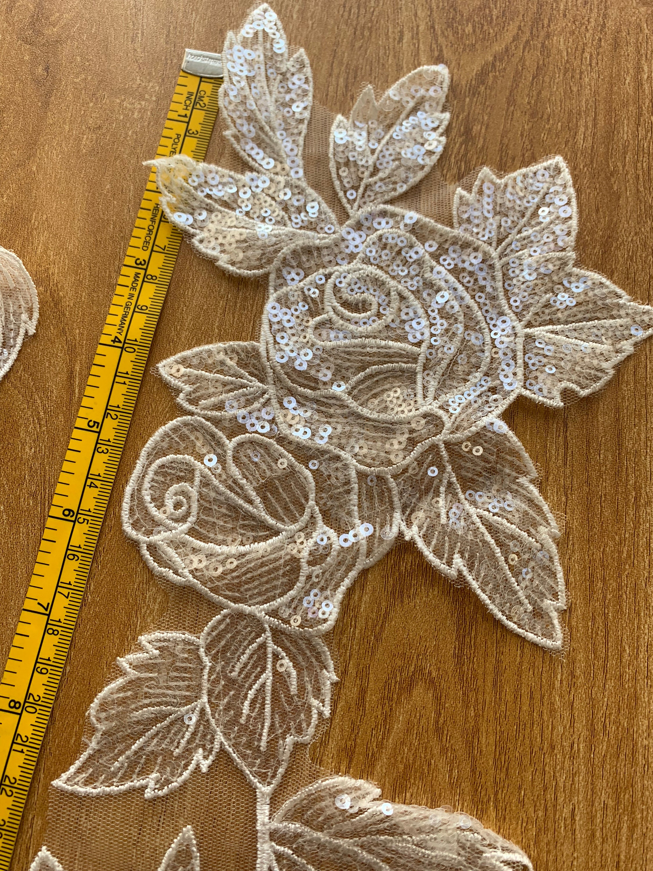 Full Clear Sequins Light Ivory Embroidery Paired Floral | Etsy