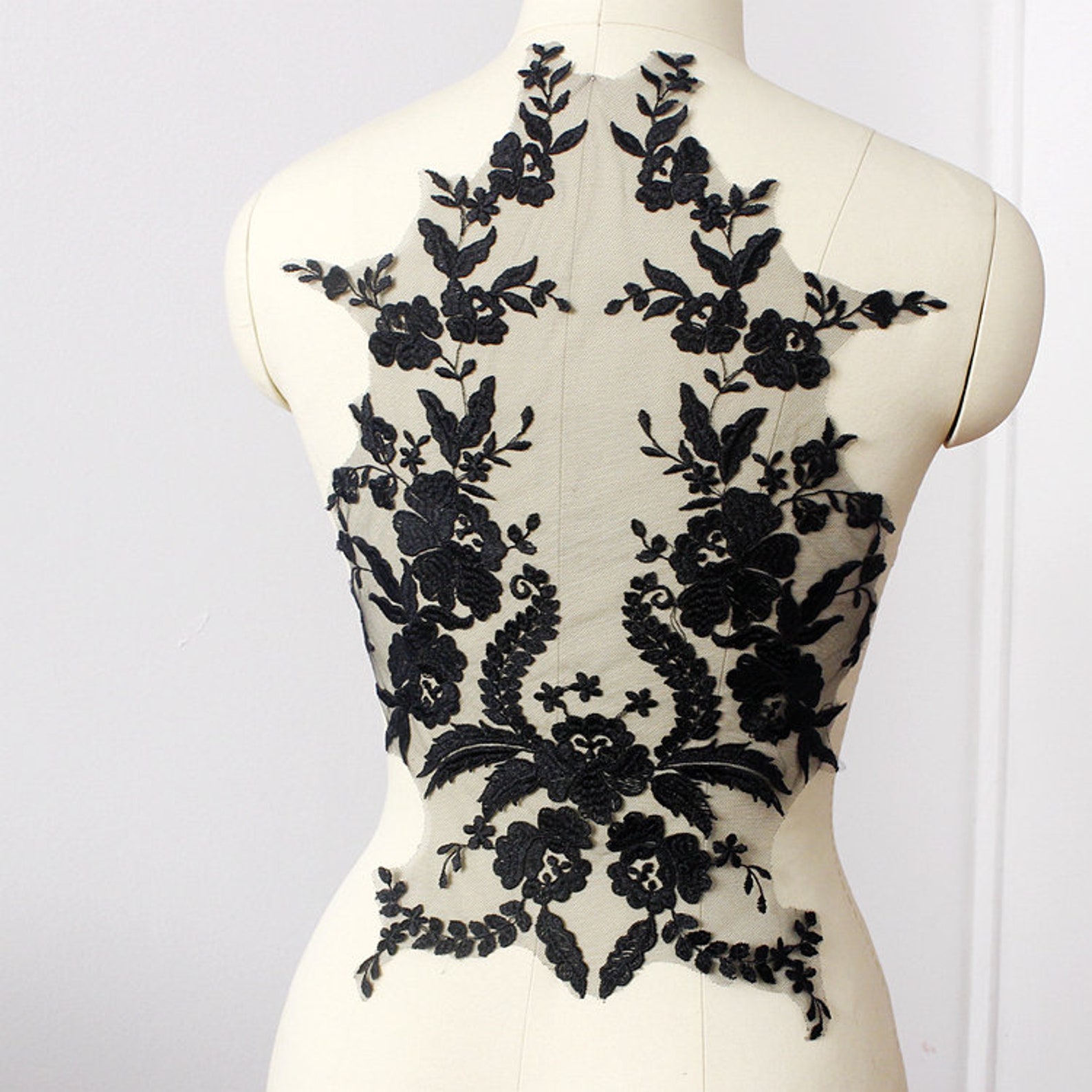 Black Lace Applique/ivory Bridal Lace Applique/cotton Lace Applique/top ...