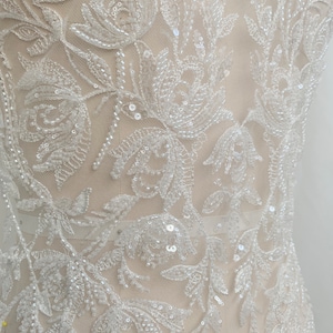 Oversize Luxury Quality Light Ivory Beaded and Sequined Bridal Lace ...