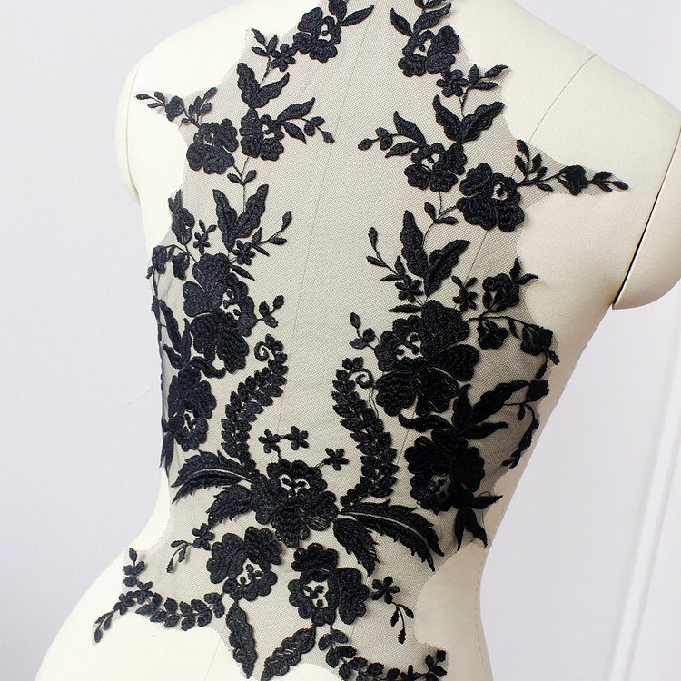 Black Lace Applique/ivory Bridal Lace Applique/cotton Lace - Etsy