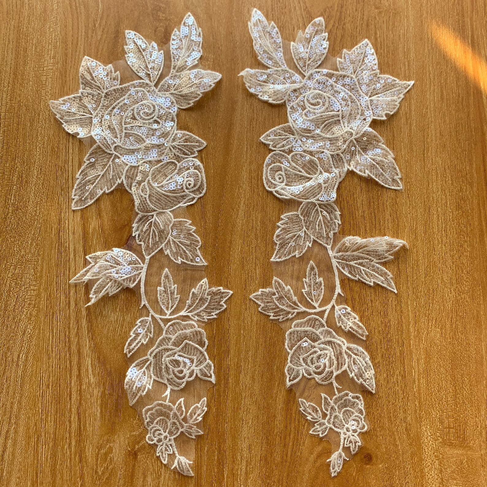 Full Clear Sequins Light Ivory Embroidery Paired Floral | Etsy