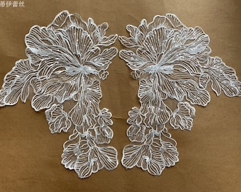 1 PCS Unique Design Elegant Bridal Lace Applique Clear Sequin - Etsy