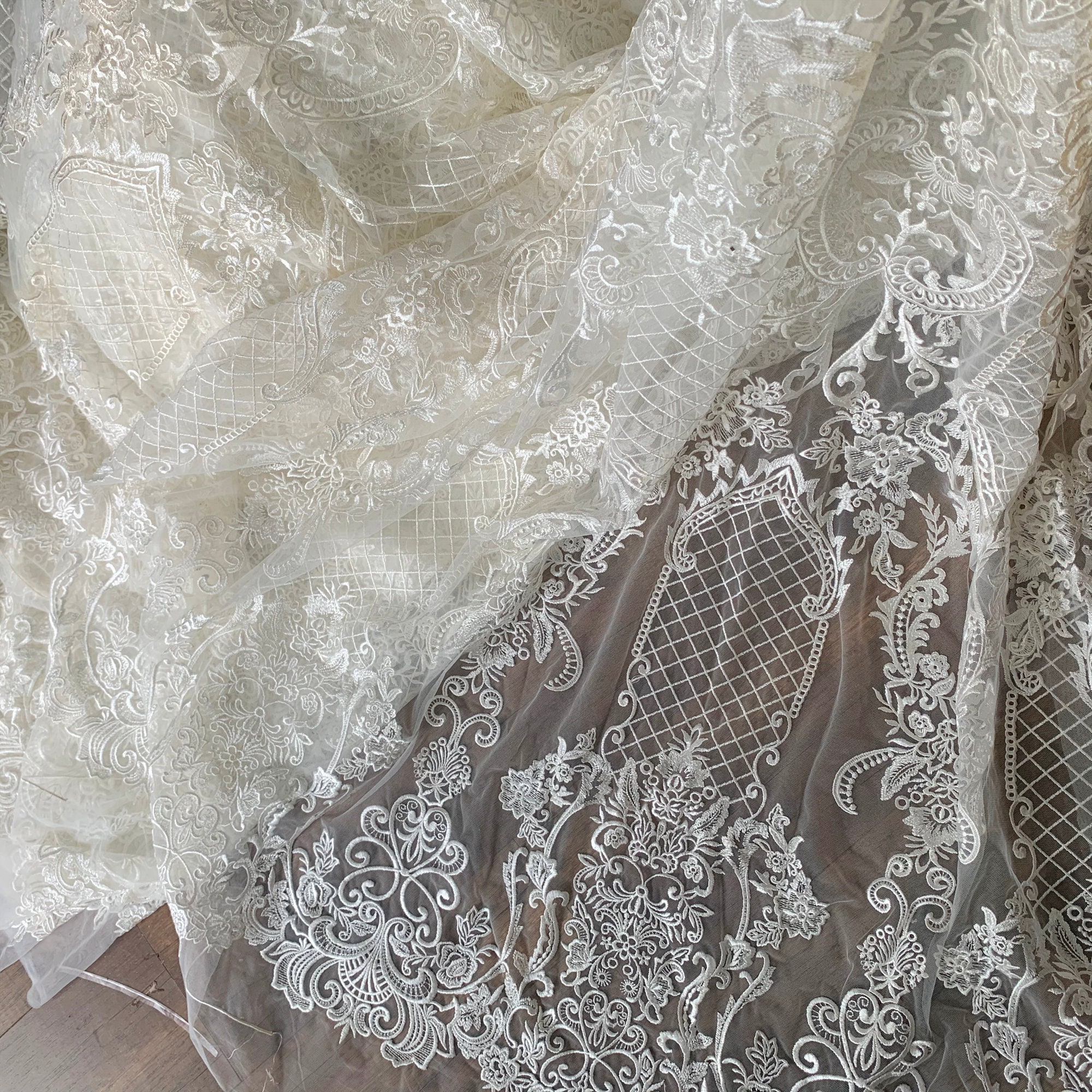 Sell by Yard Gorgeous Bridal Lace Fabric Ivory Wedding Lace - Etsy