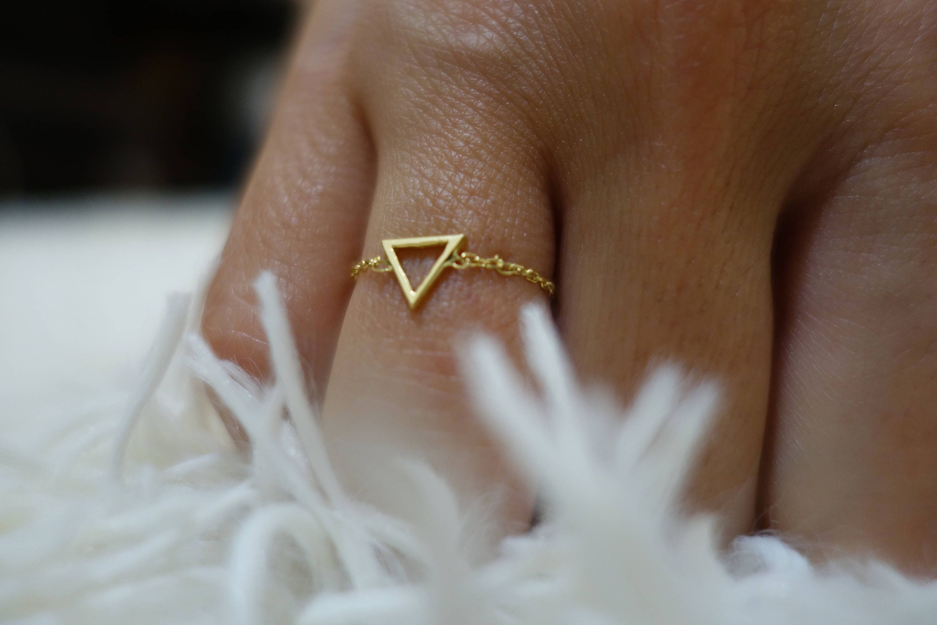 Triangle Chain Ring 18k Gold - Pen Triangle Gift Friend Mom Woman ...