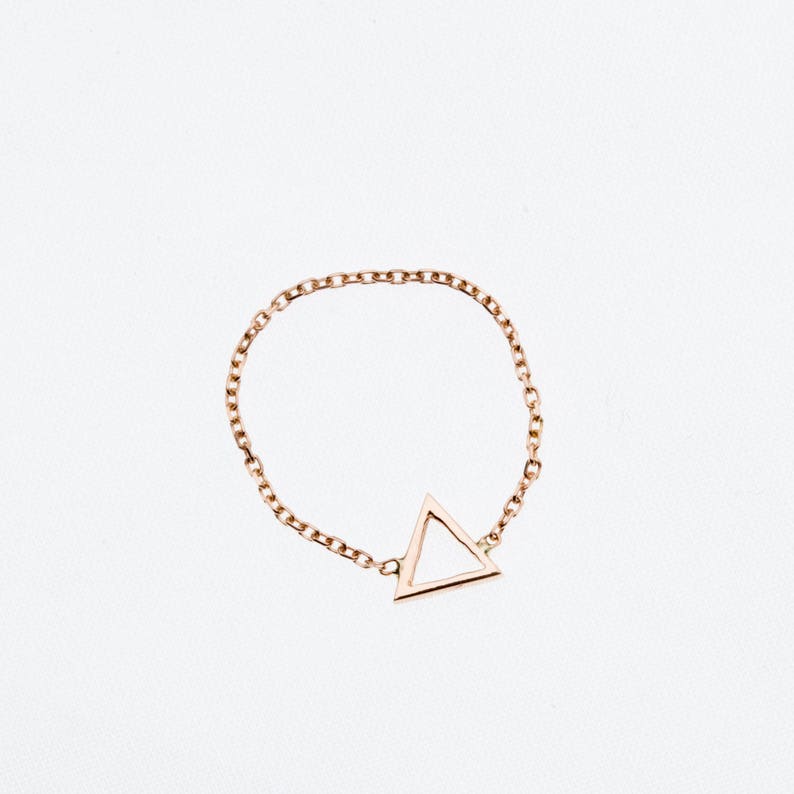 Triangle Chain Ring 18k Gold Pen Triangle Gift Friend Mom Woman Sister ...