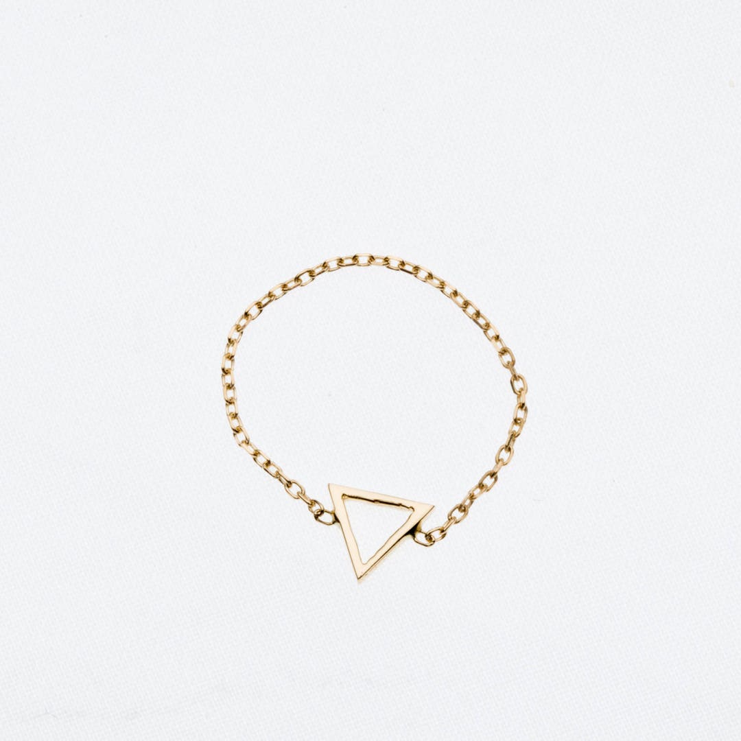 Triangle Chain Ring 18k Gold - Pen Triangle Gift Friend Mom Woman ...