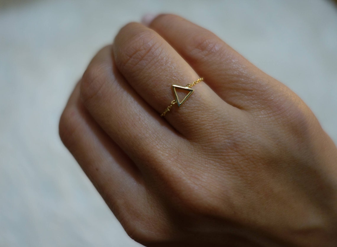 Triangle Chain Ring 18k Gold - Pen Triangle Gift Friend Mom Woman ...