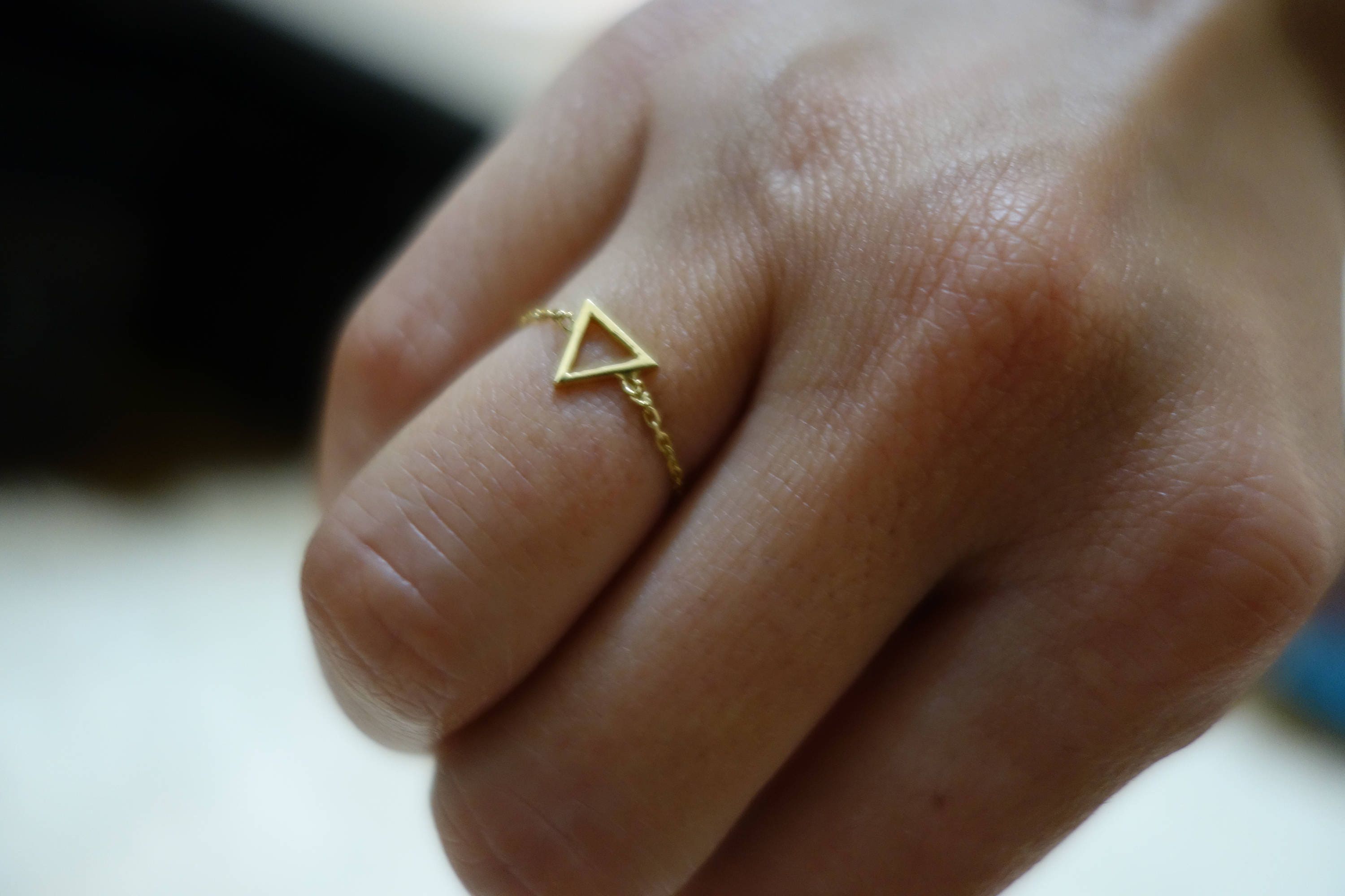 Triangle Chain Ring 18k Gold - Pen Triangle Gift Friend Mom Woman ...