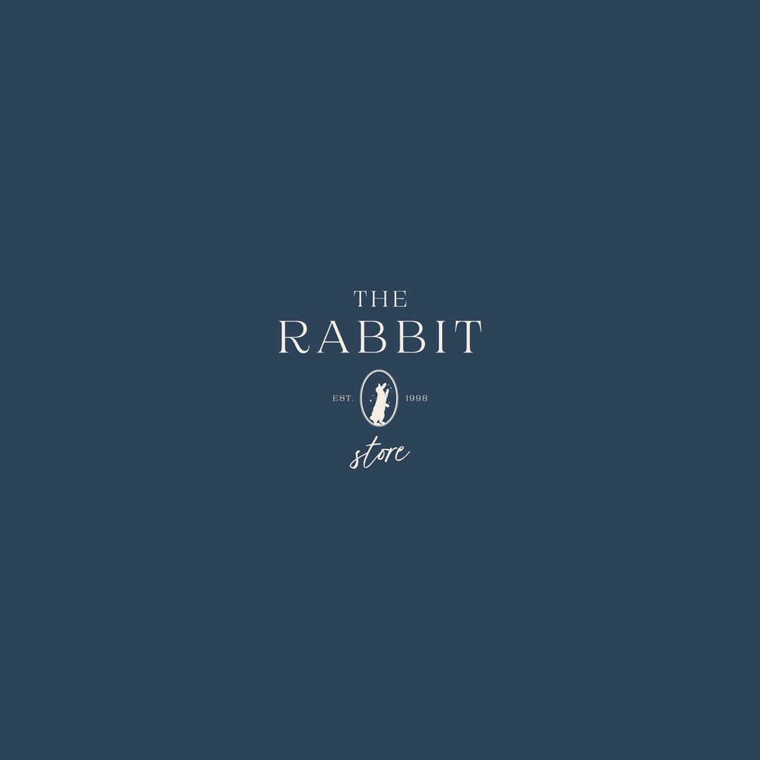Rabbit Logo, Bunny Logo, Minimal Serif Logo With Rabbit Drawing, Animal ...