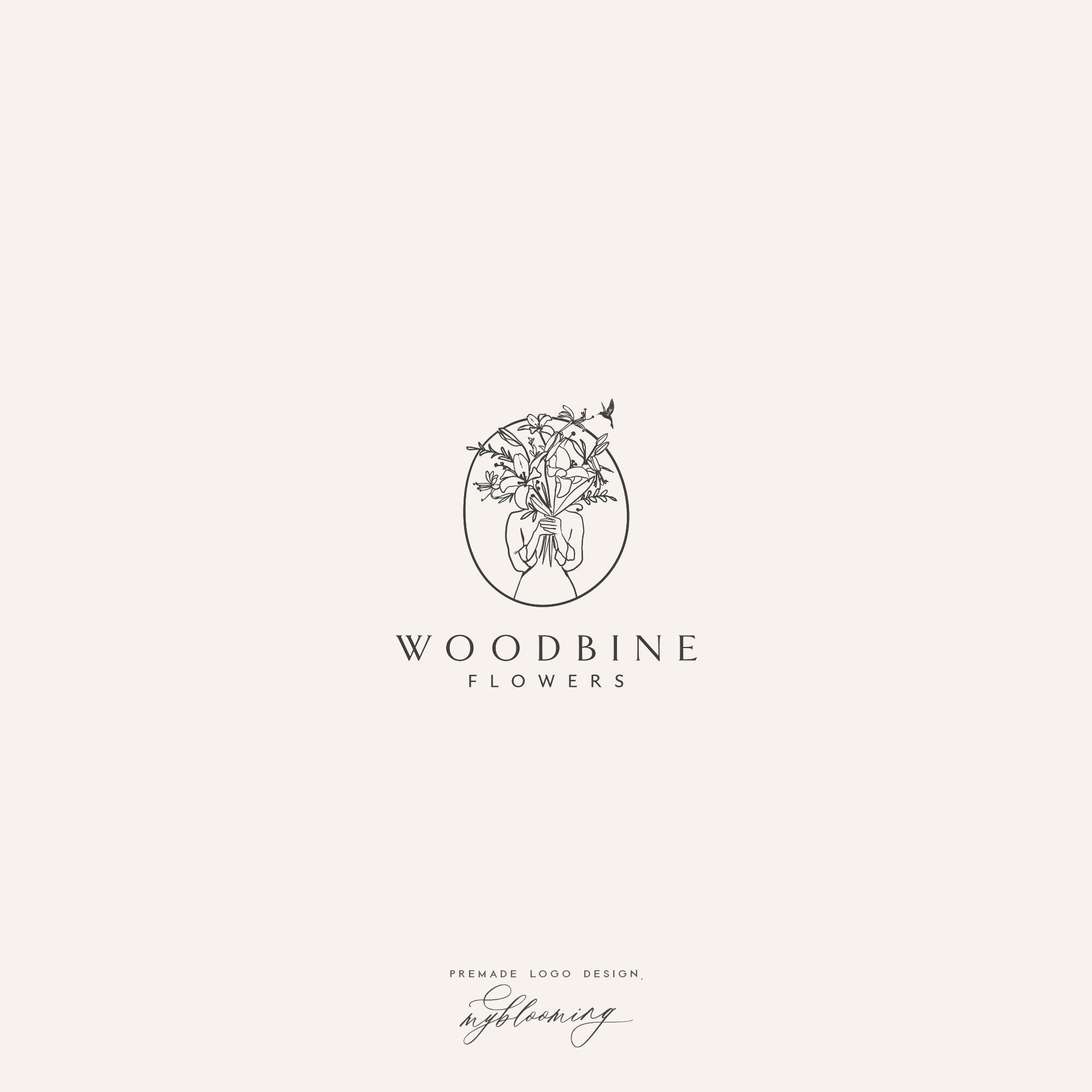 Floral Logo Farm Logo Flowers Premade Florist Logo Girl Flowers Logo ...