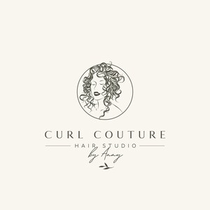 Curly Hair Logo, Photography Logo, Salon Logo, Beauty Logo, Feminine ...