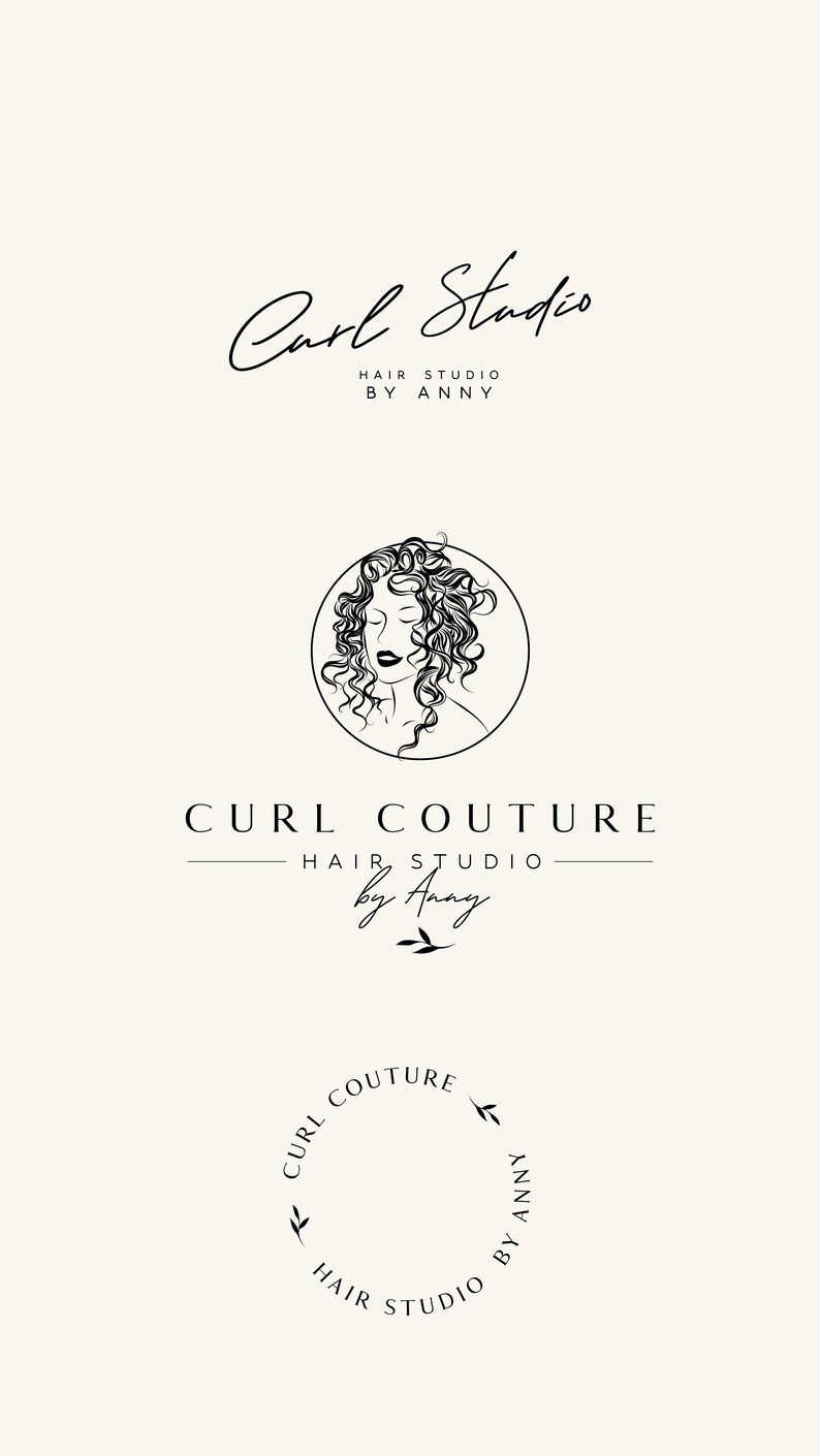 Curly Hair Logo, Photography Logo, Salon Logo, Beauty Logo, Feminine ...