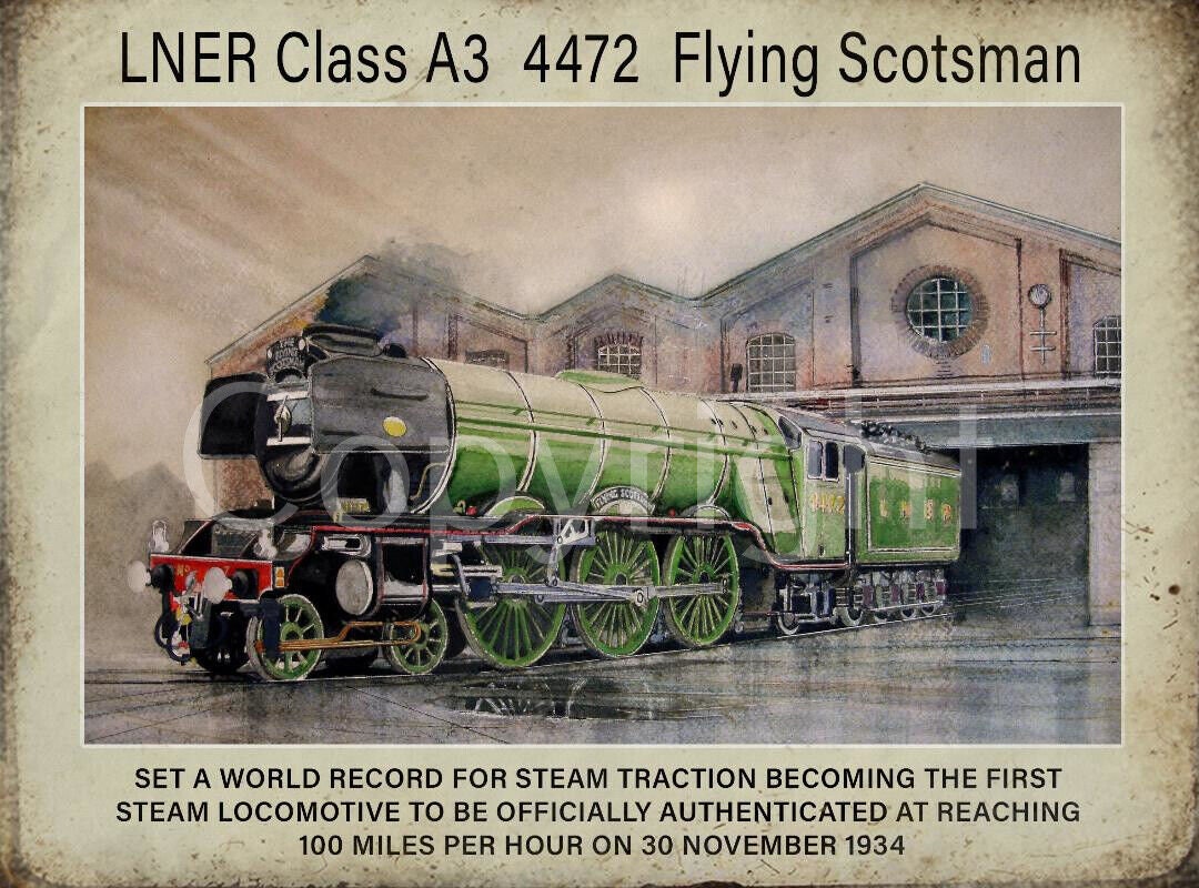 Flying Scotsman Steam Locomotive 4472 1934 World Record Metal Wall Art ...