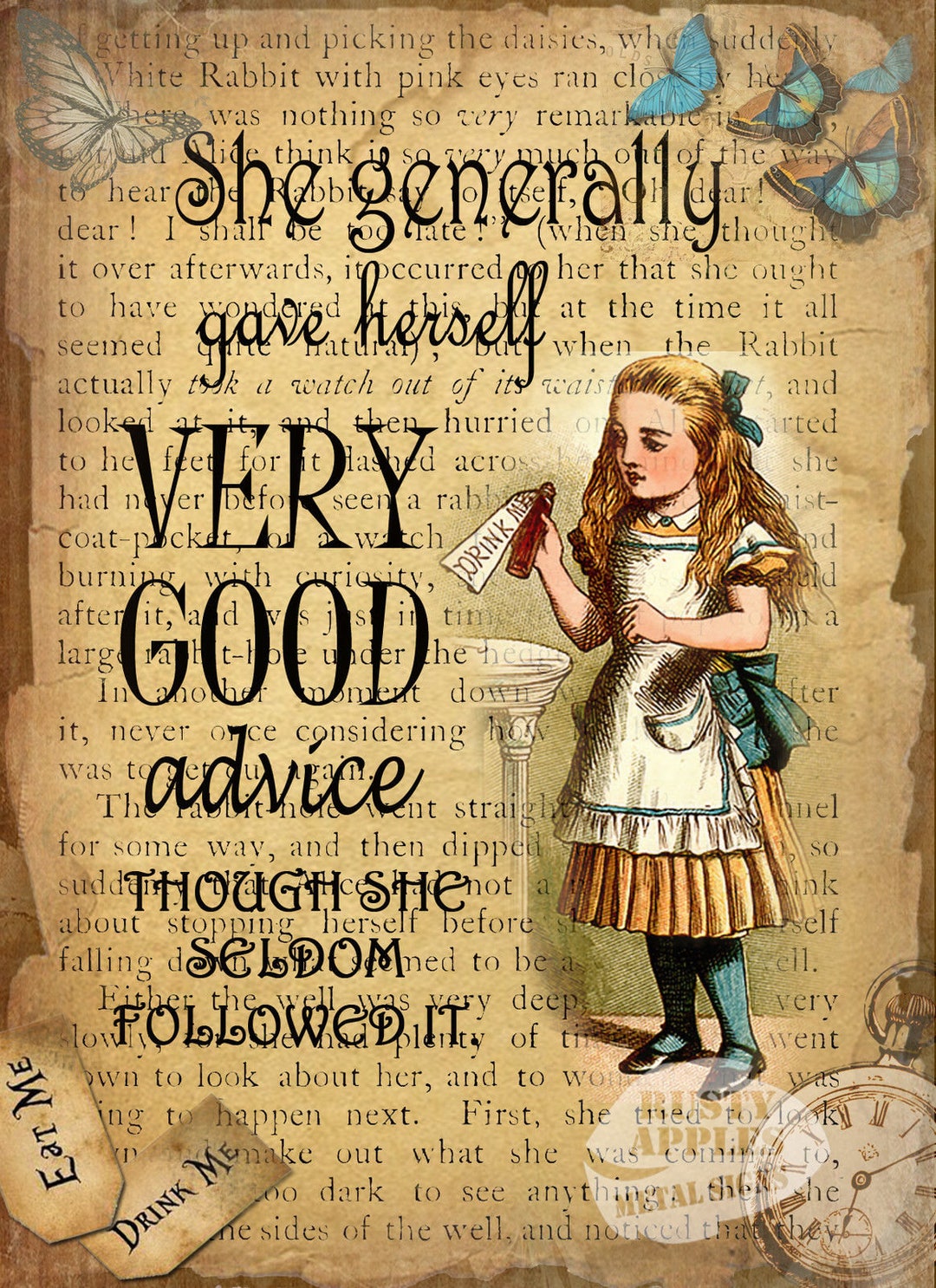 Alice in Wonderland Very Good Advice Given Retro Style Wall Metal Sign ...