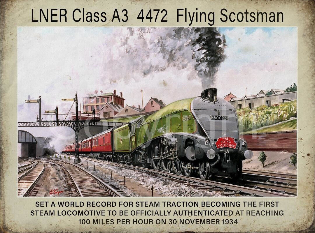 Flying Scotsman Steam Locomotive 4472 1934 World Record Metal Wall Art ...
