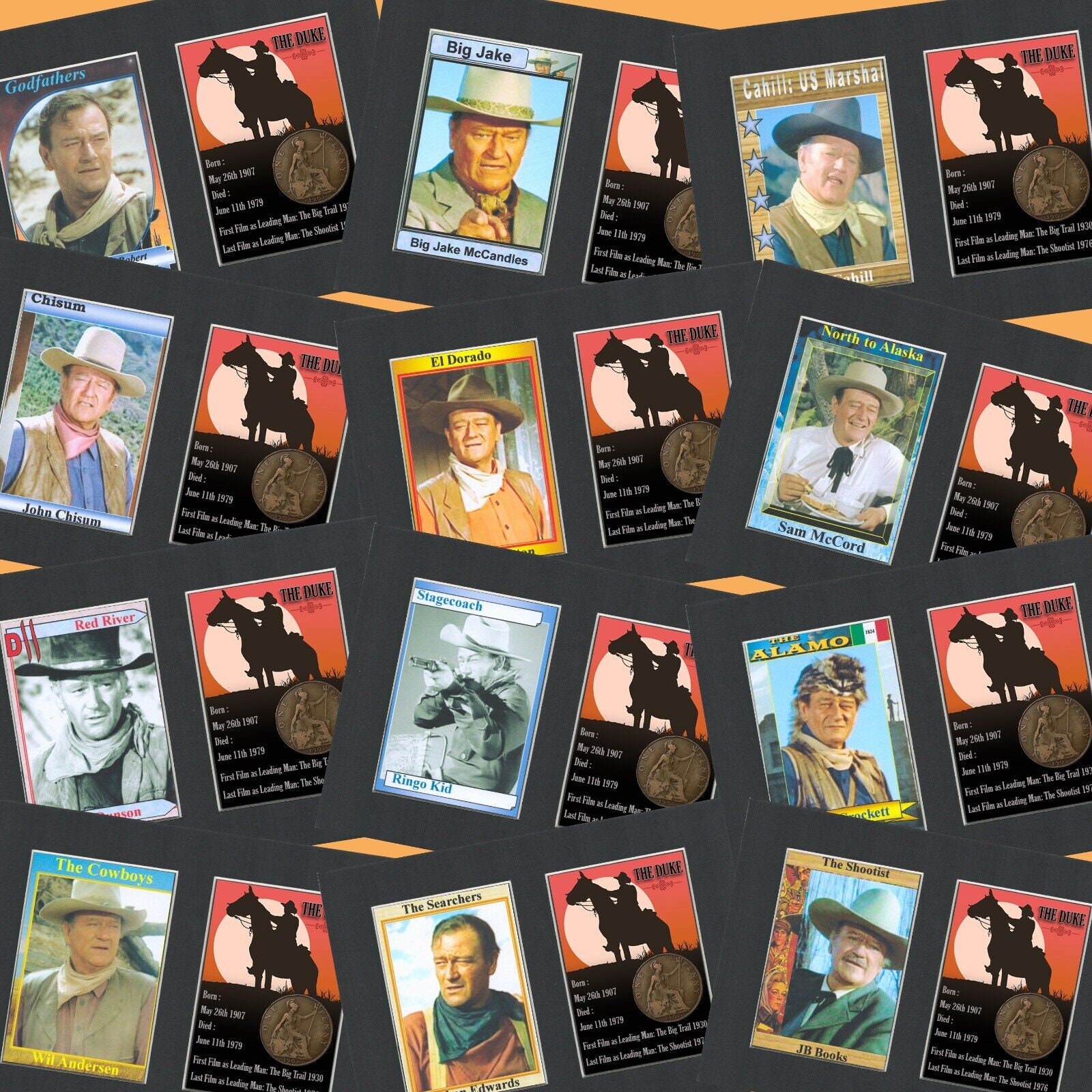 John Wayne Cowboy Characters Mounted Card & Coin Gift Set 8 - Etsy