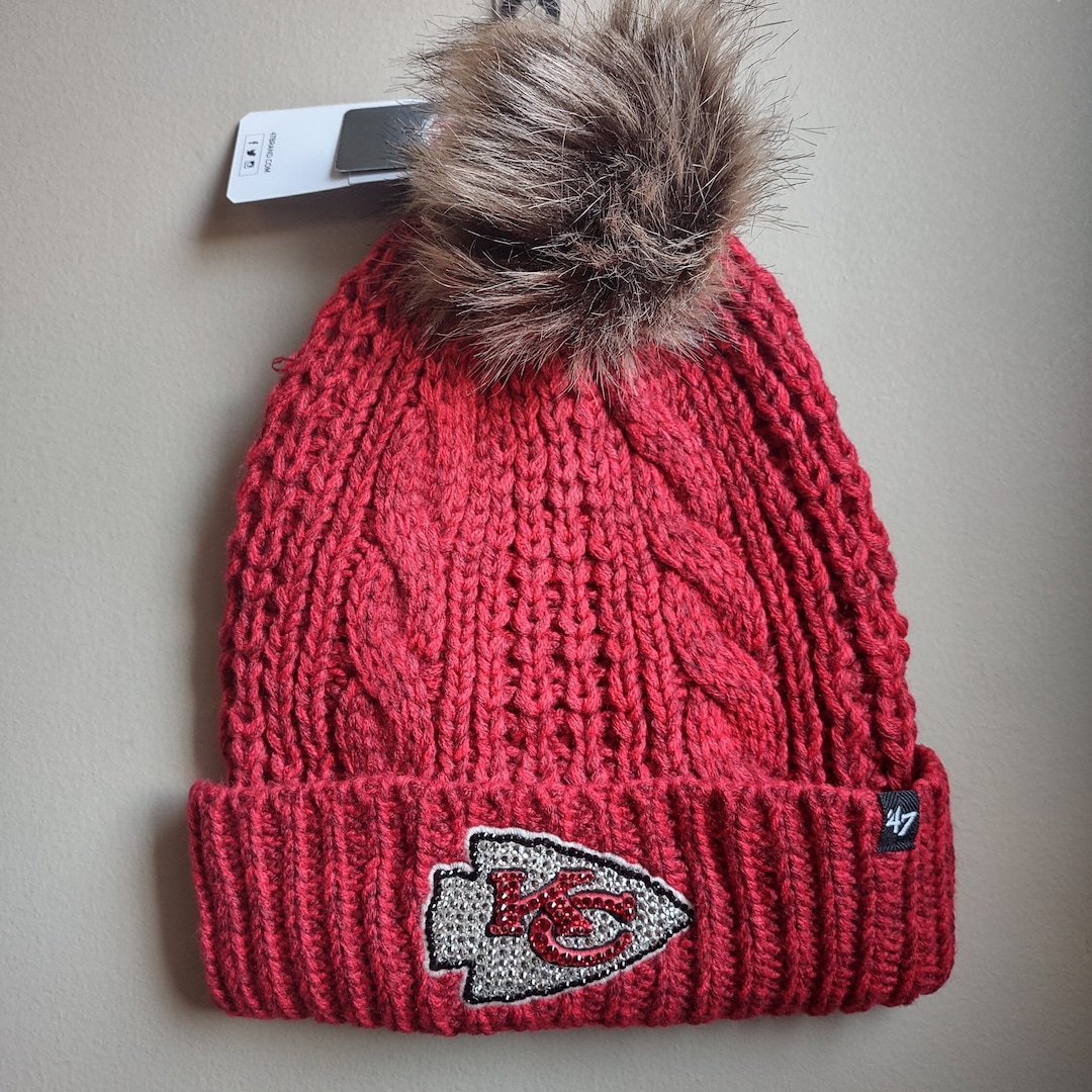 Bling Crystal Kansas City Chiefs Red Winter Beanie Hat NFL Football ...