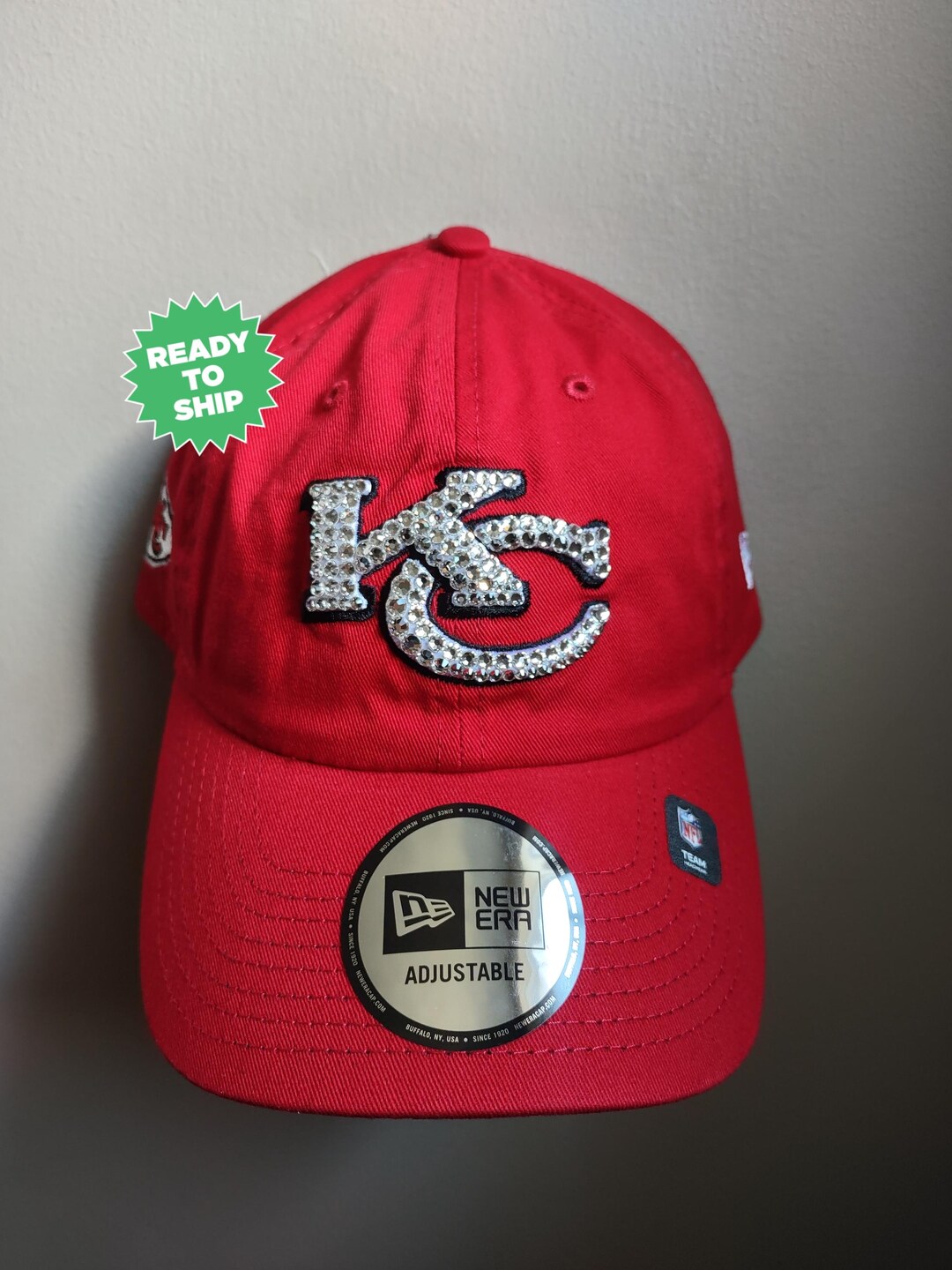 Bling Crystal Kansas City Chiefs KC Adjustable Red Hat | NFL Football ...