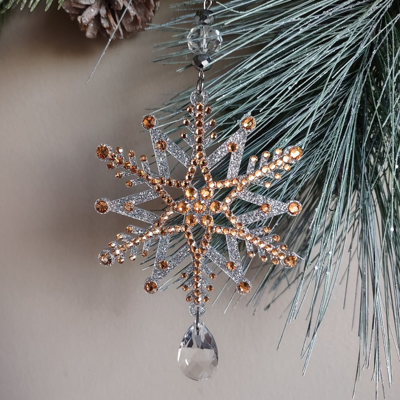 Silver Snowflake Ornament - Etsy