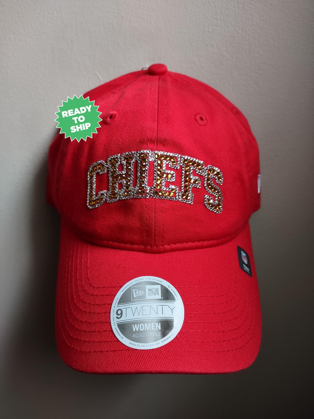 Bling Crystal Kansas City Chiefs Script Adjustable Red Hat | NFL ...